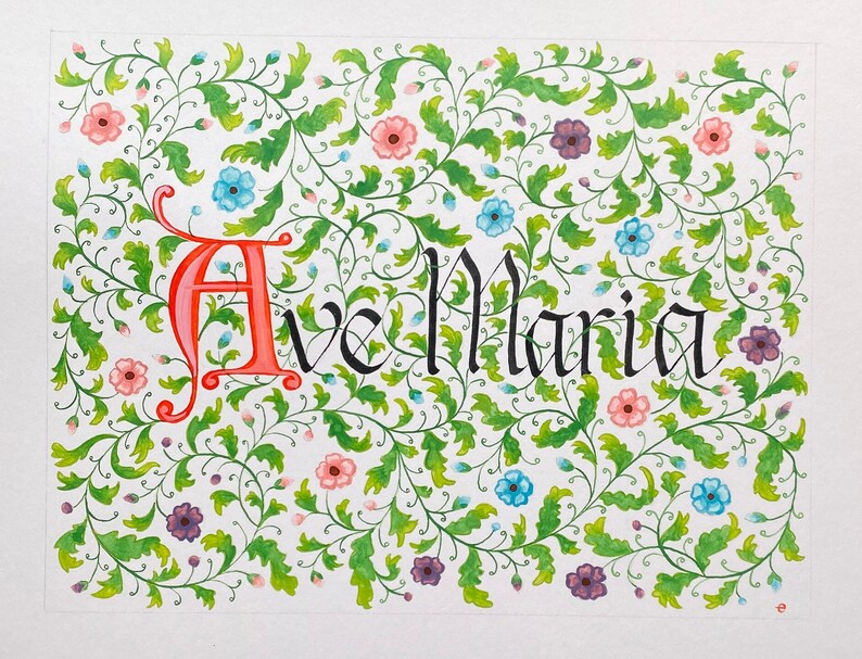 Ave Maria Original Art, Marian Art, Catholic Mother's Day Gift, Marian ...