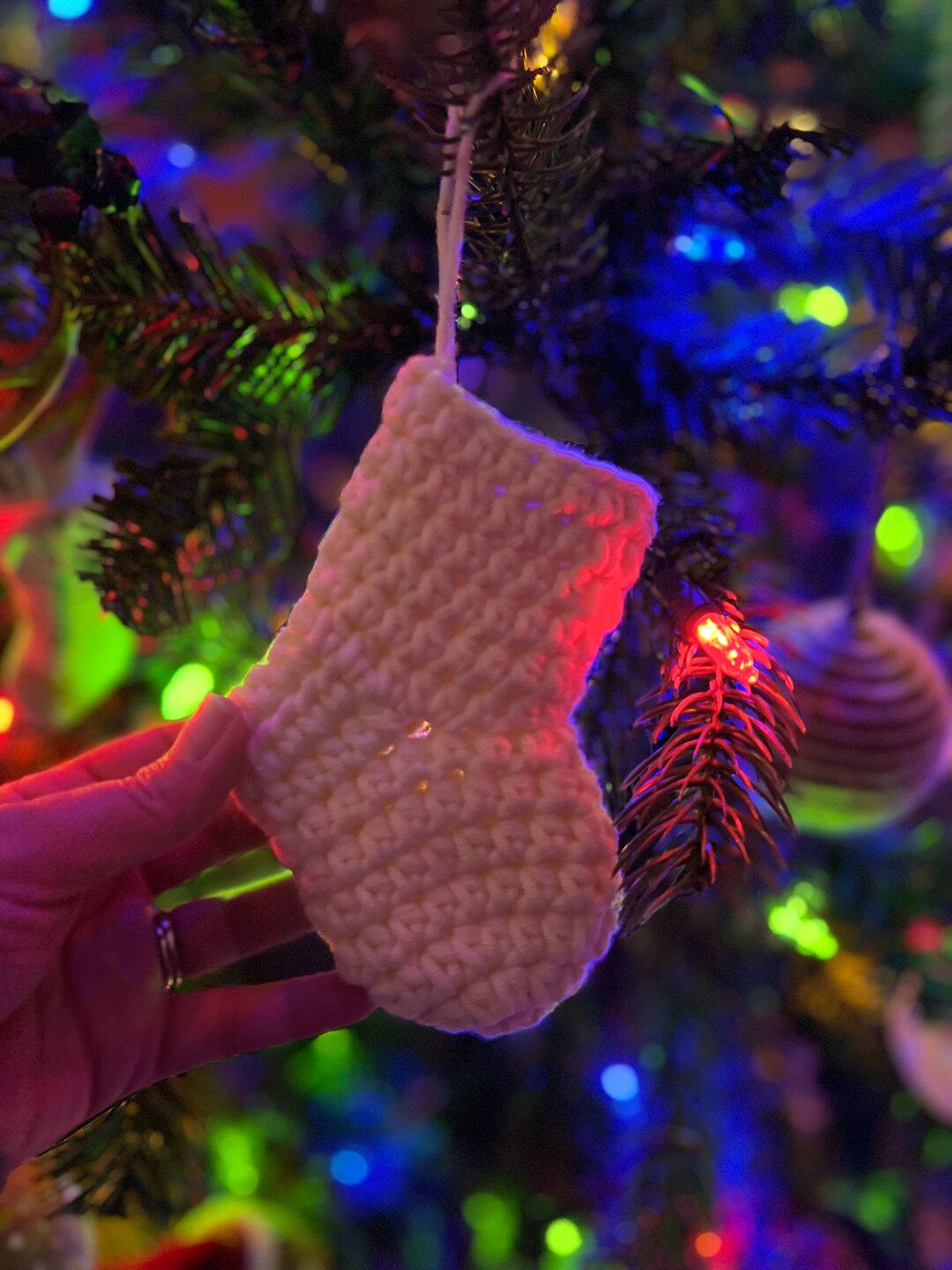 Christmas Tree Stocking Ornament Crochet Decoration Handmade Holiday ...