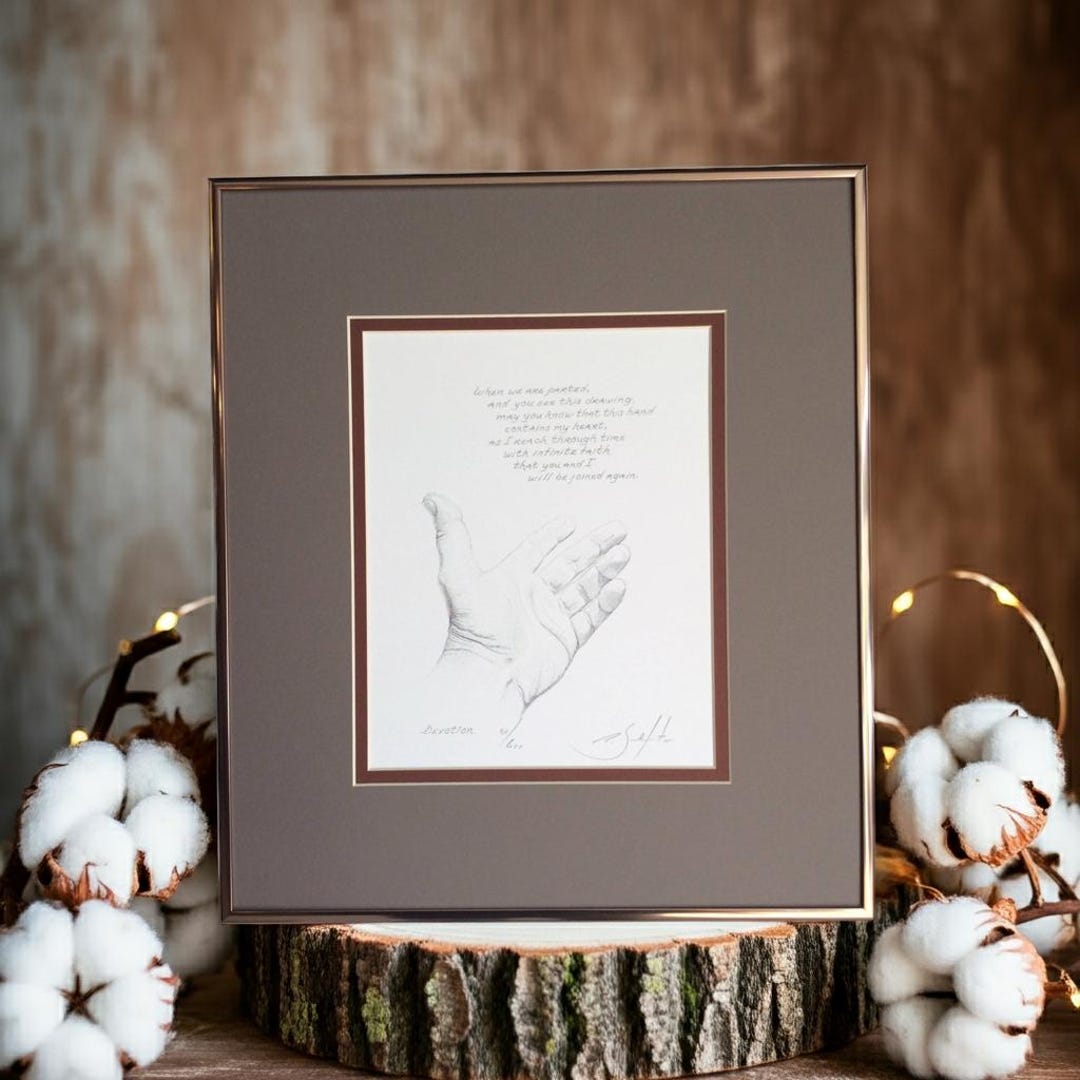 Devotion Drawing: Hand With Poetry, Quill Pen Dot Art Framed, Numbered ...