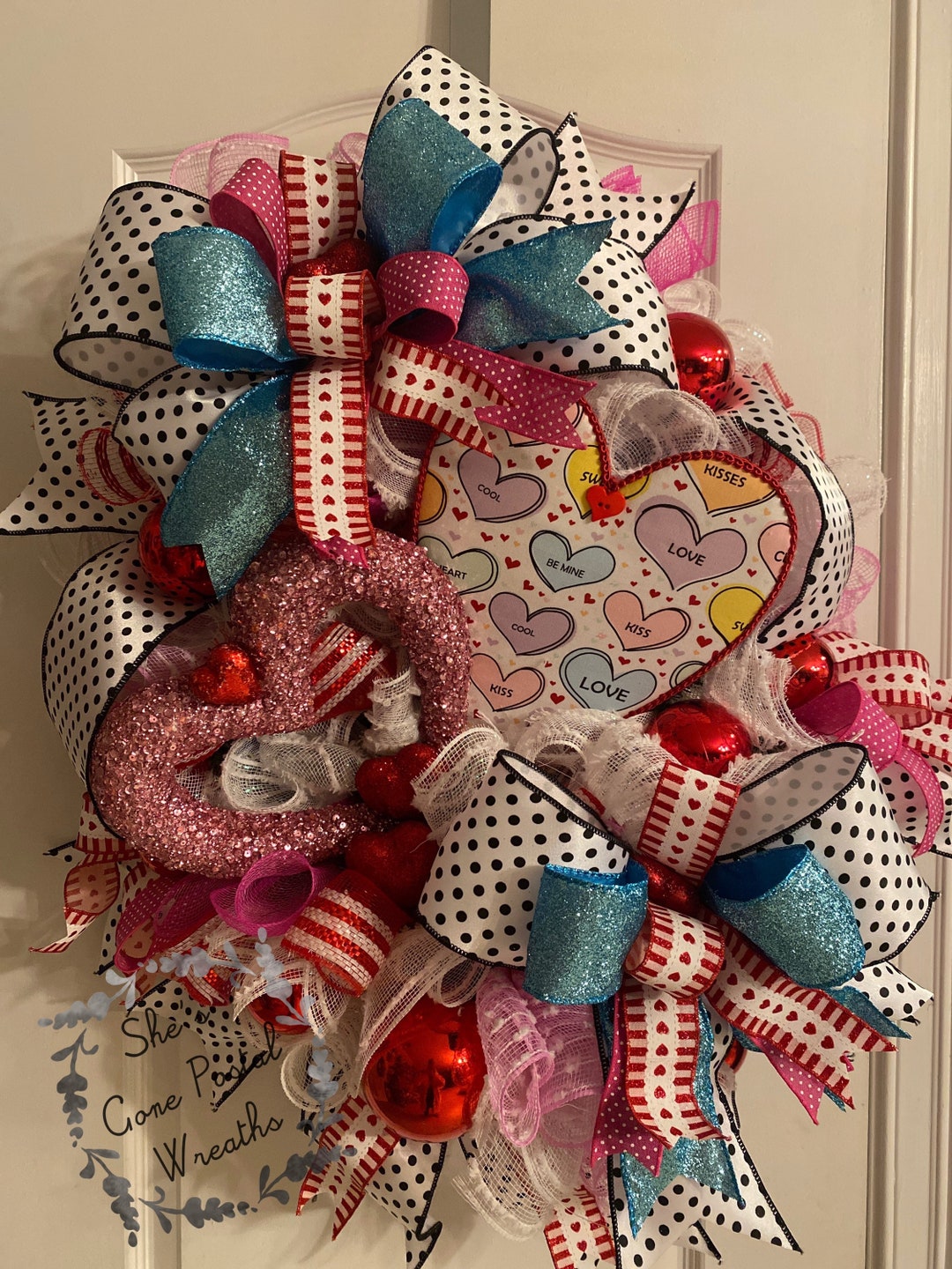 Valentines Day, Conversation Hearts, Love Day, Valentines Wreath - Etsy