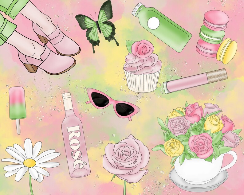 Spring Fling Clip Art: Hand Drawn Digital Artwork Floral | Etsy