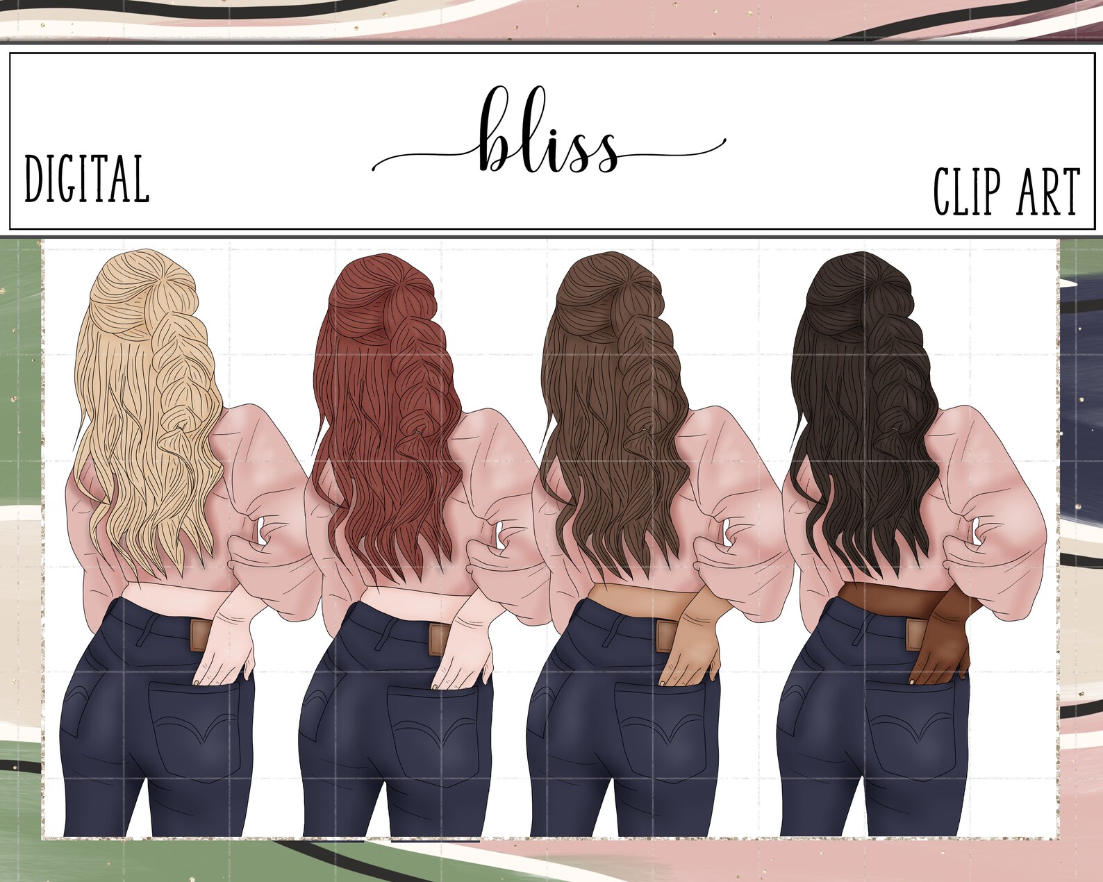 Bliss Clip Art Luxury Hand Drawn Digital Artwork Succulent - Etsy Australia