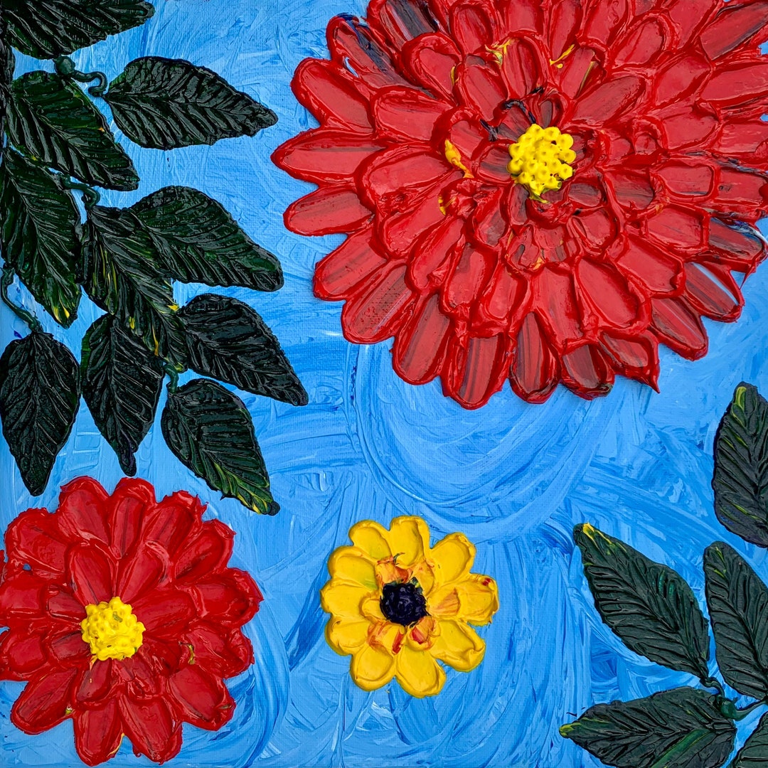 Custom 3-D Flower Paintings Made to Order, One of a Kind Colorful ...