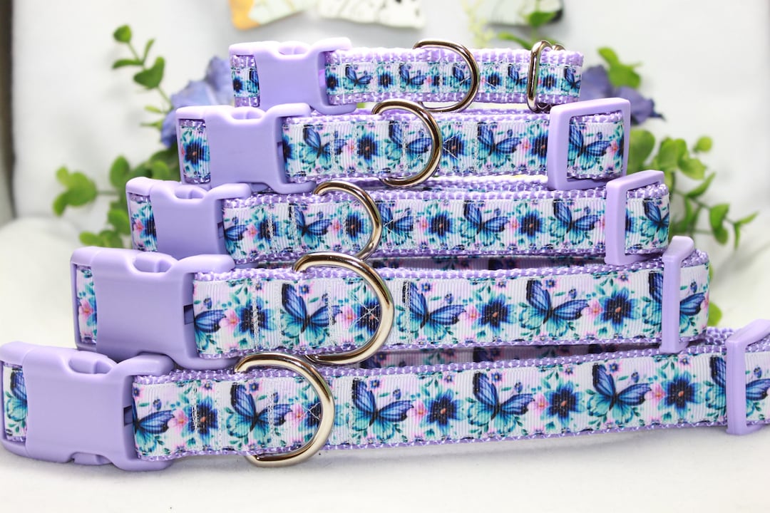 Adjustable Purple Butterfly Dog Collar Available in 4 Sizes, Butterfly ...