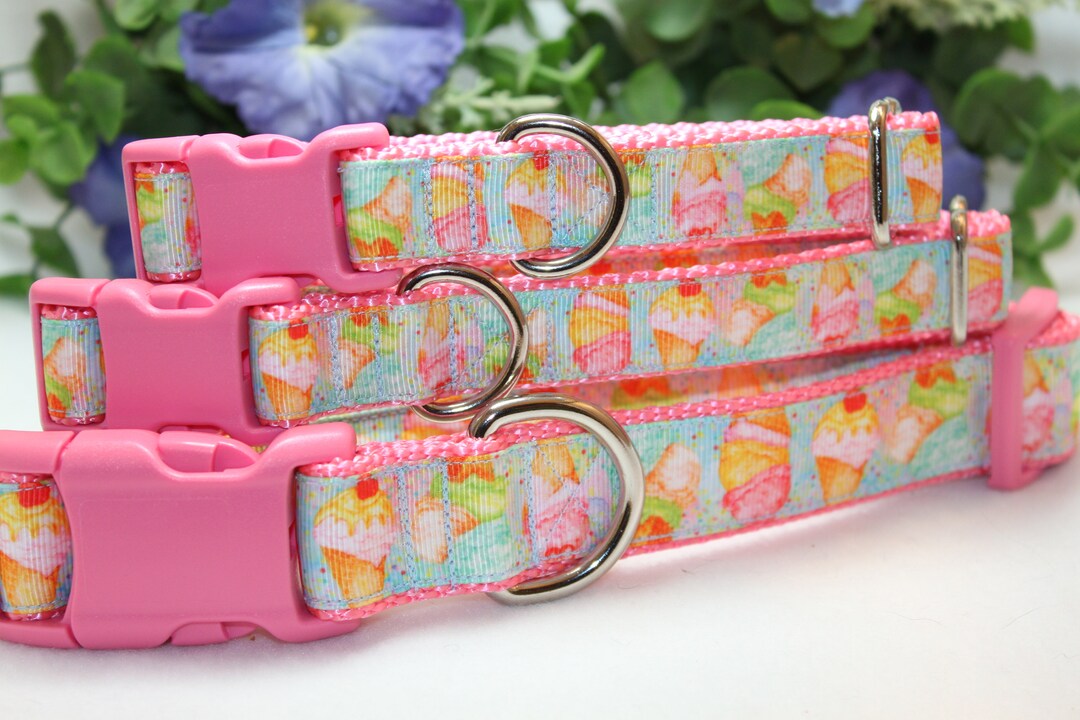 Large Ice Cream Dog Collar/ Adjustable Summer Dog Collar/ Pink Dog ...