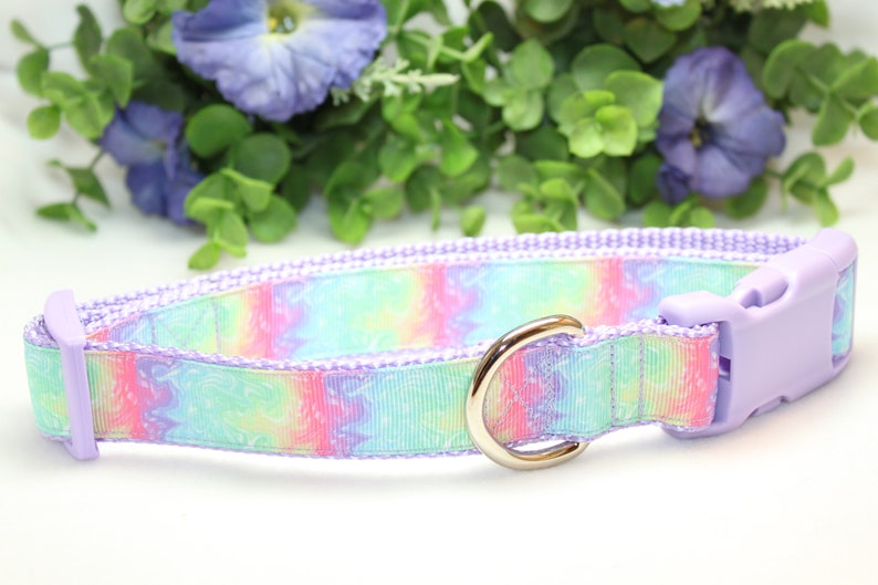Adjustable Pastel Rainbow Dog Collar Available in 4 Sizes, Pink Dog ...