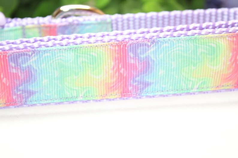 Adjustable Pastel Rainbow Dog Collar Available in 4 Sizes, Pink Dog ...