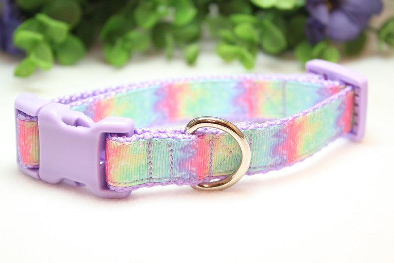 Adjustable Pastel Rainbow Dog Collar Available in 4 Sizes, Pink Dog ...