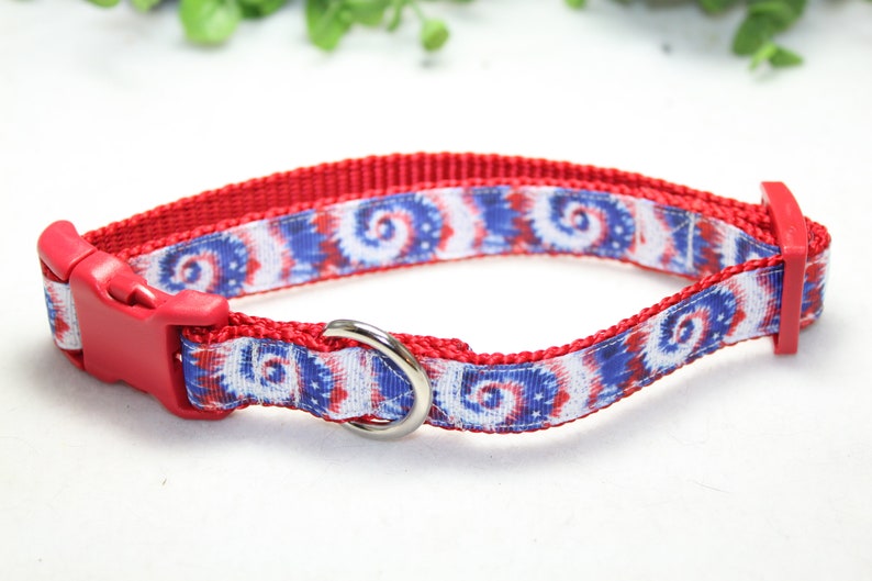 Adjustable Red White and Blue Tie-dye Dog Collar Available in - Etsy