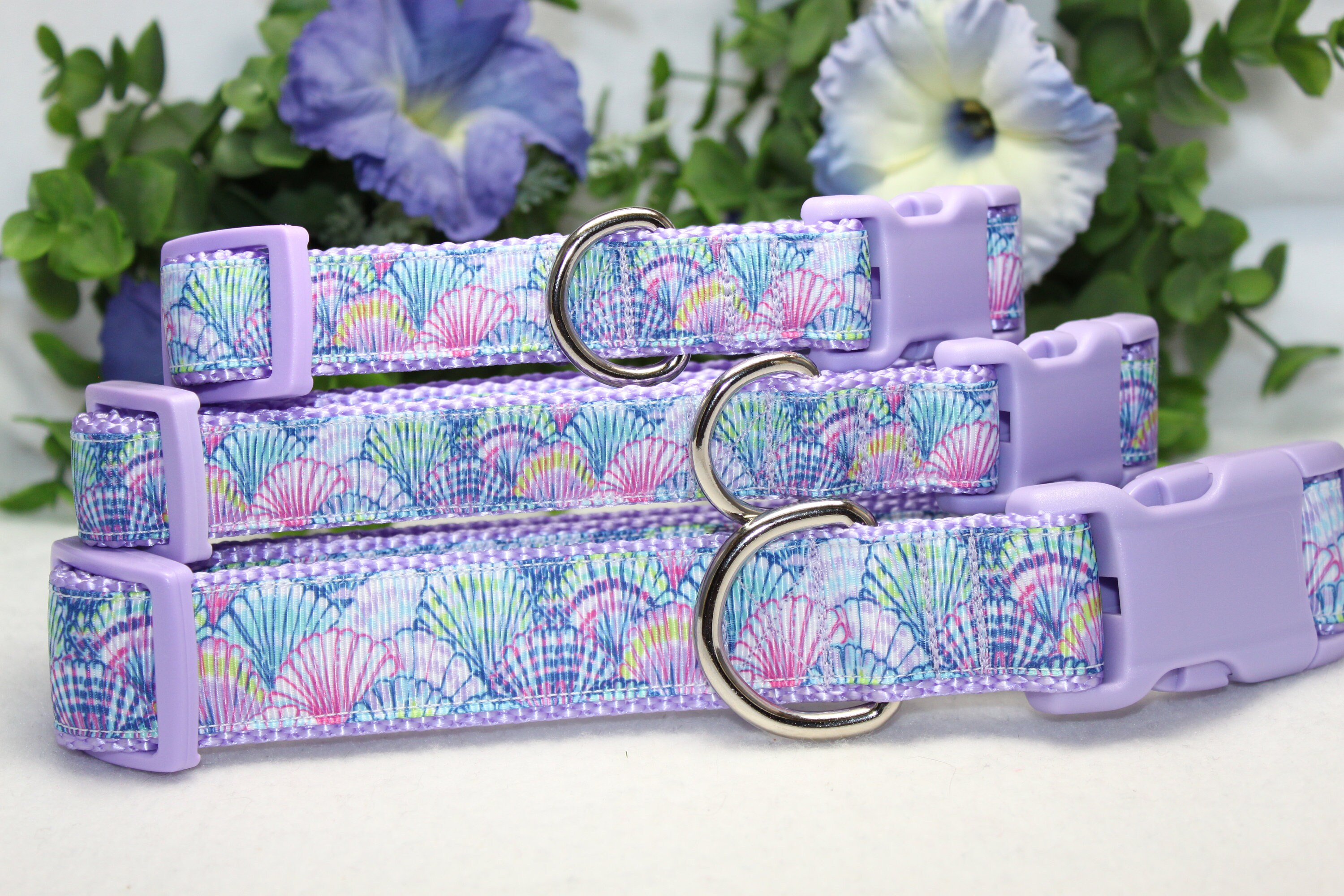 Adjustable Purple Seashell Dog Collar/ Large Medium Small - Etsy