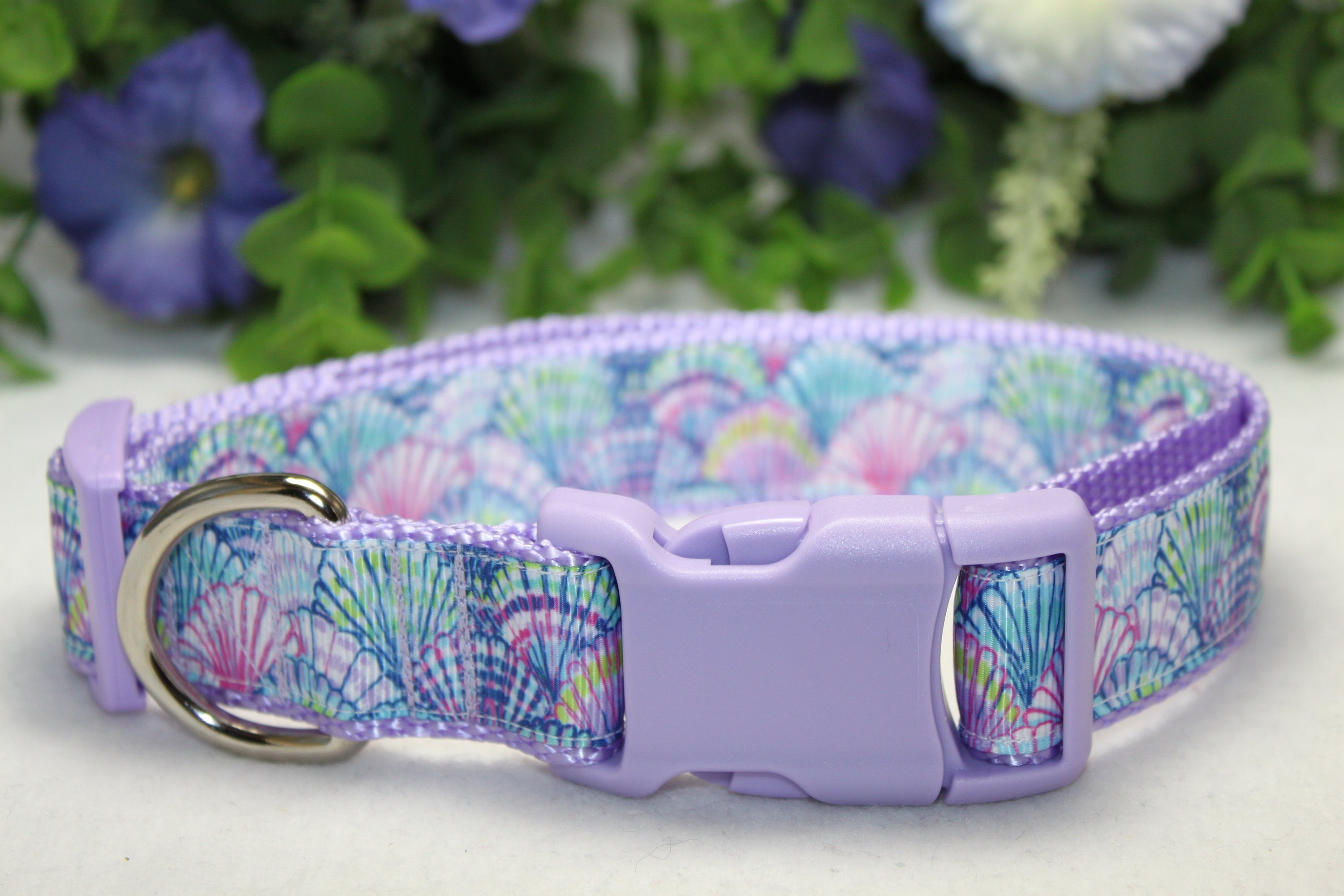 Adjustable Purple Seashell Dog Collar/ Large Medium Small - Etsy