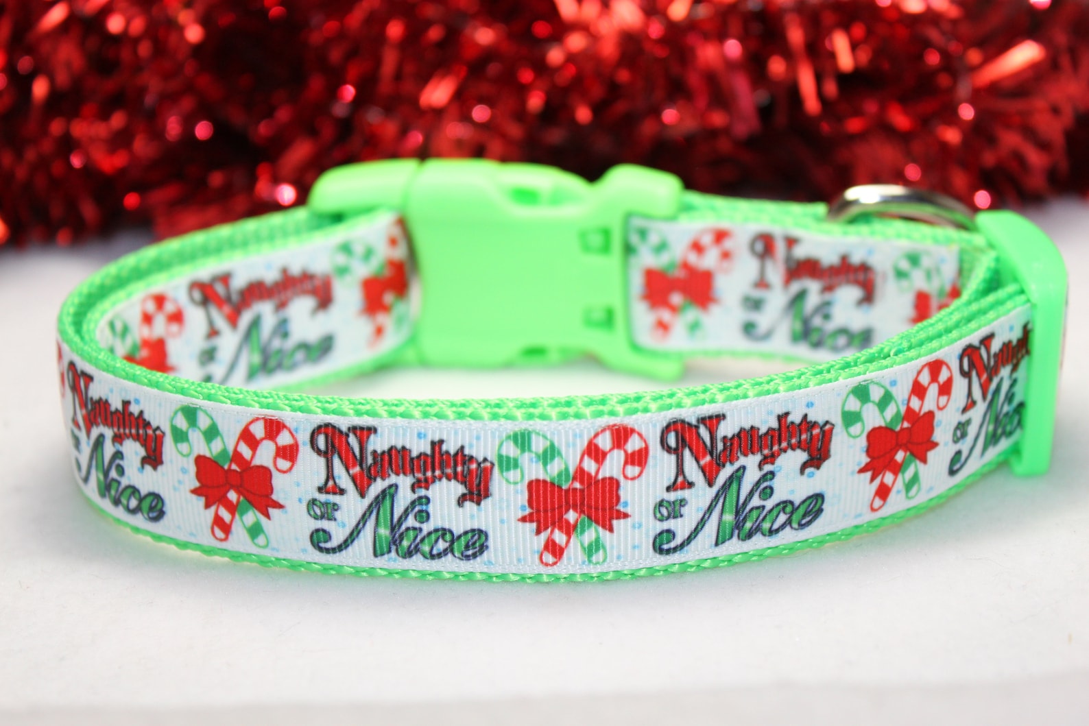 Christmas Dog Collar Available in Large, Medium and Small, Naughty or ...