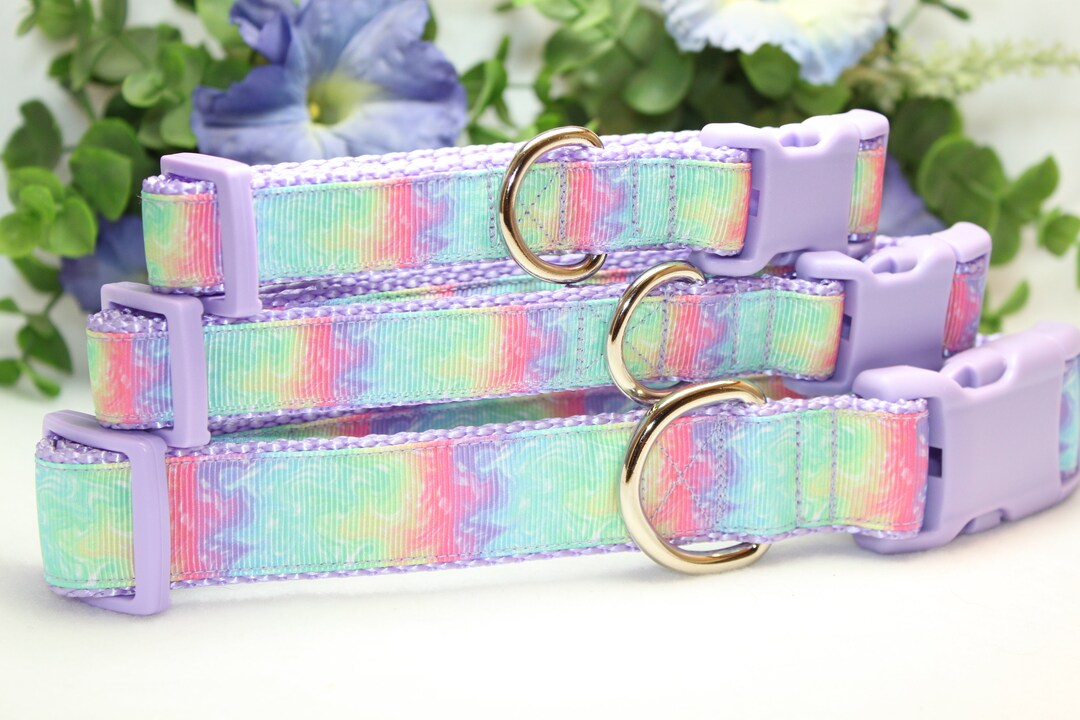 Adjustable Pastel Rainbow Dog Collar Available in 4 Sizes, Pink Dog ...