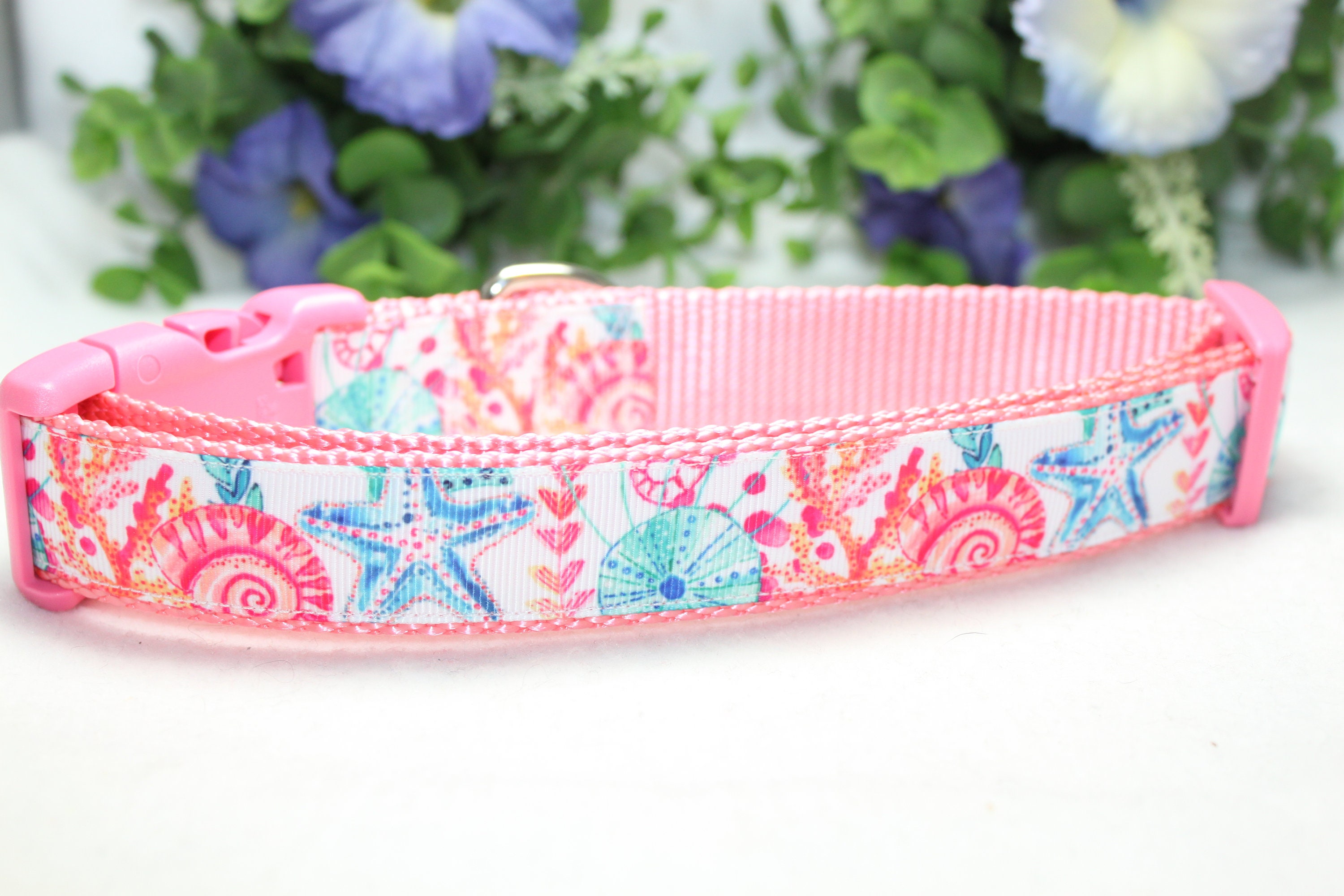 Large Adjustable Beach Dog Collar/ Colorful Seashell Sand | Etsy