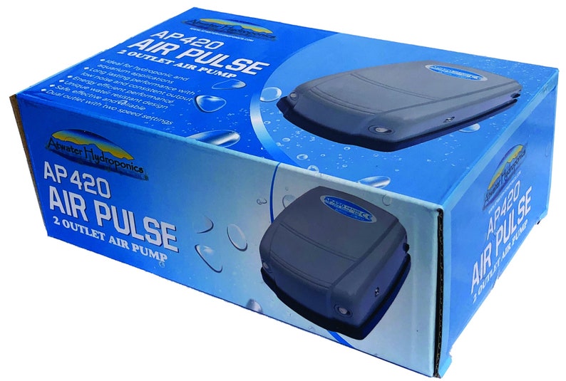 Atwater Hydroponics AP420 Dual Outlet Air Pump W/2 Airstone and 10 ...