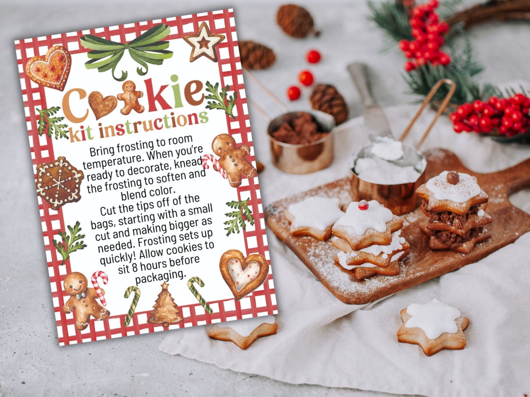EDITABLE Cookie Kit Instruction Card Printable Christmas Cookie Gift ...