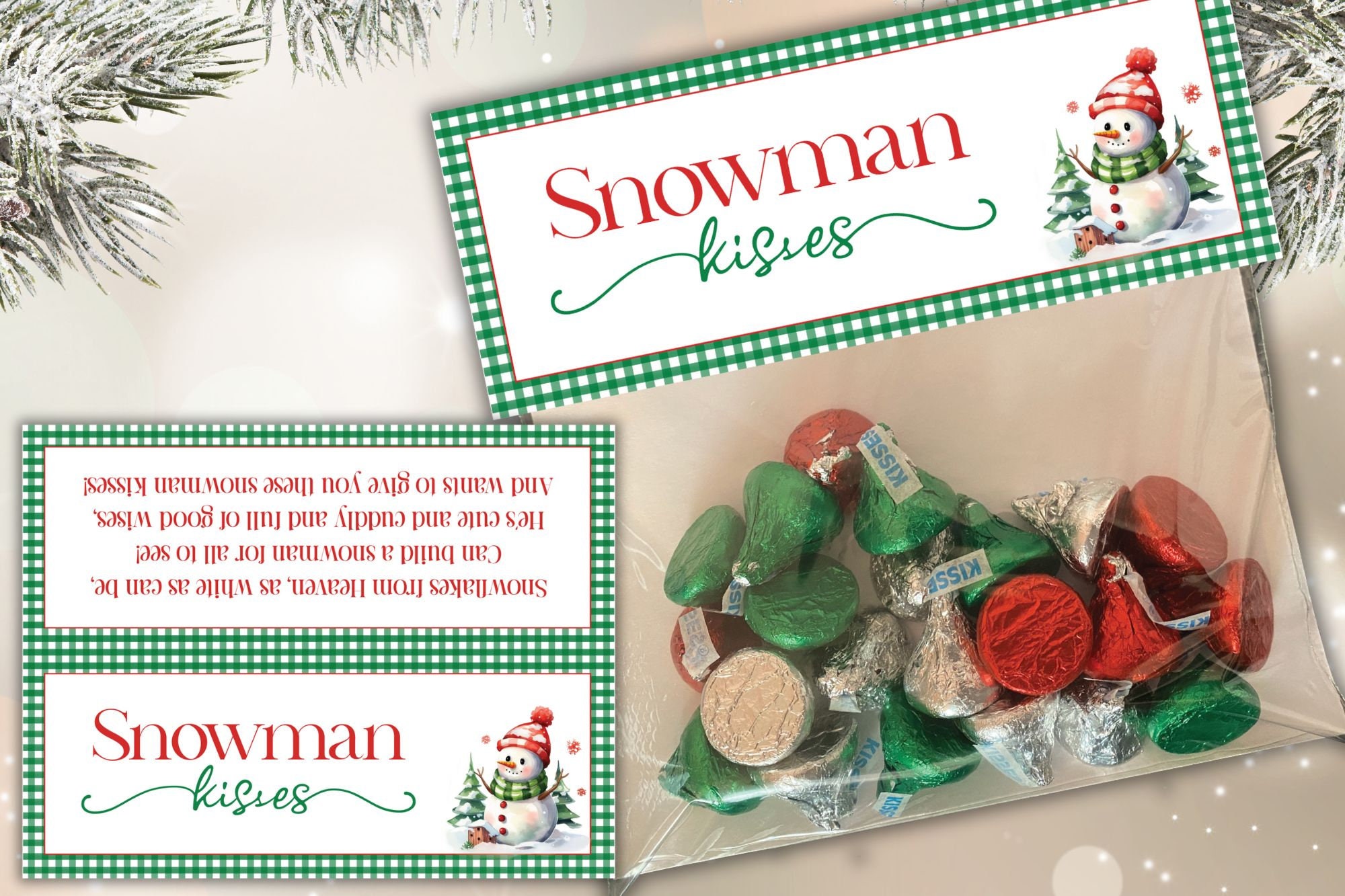 PRINTABLE Snowman Kisses Treat Bag Christmas Toppers Snowman Christmas ...