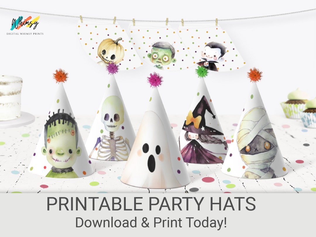 PRINTABLE Party Hats Spooky One Halloween 1st Birthday Party - Etsy