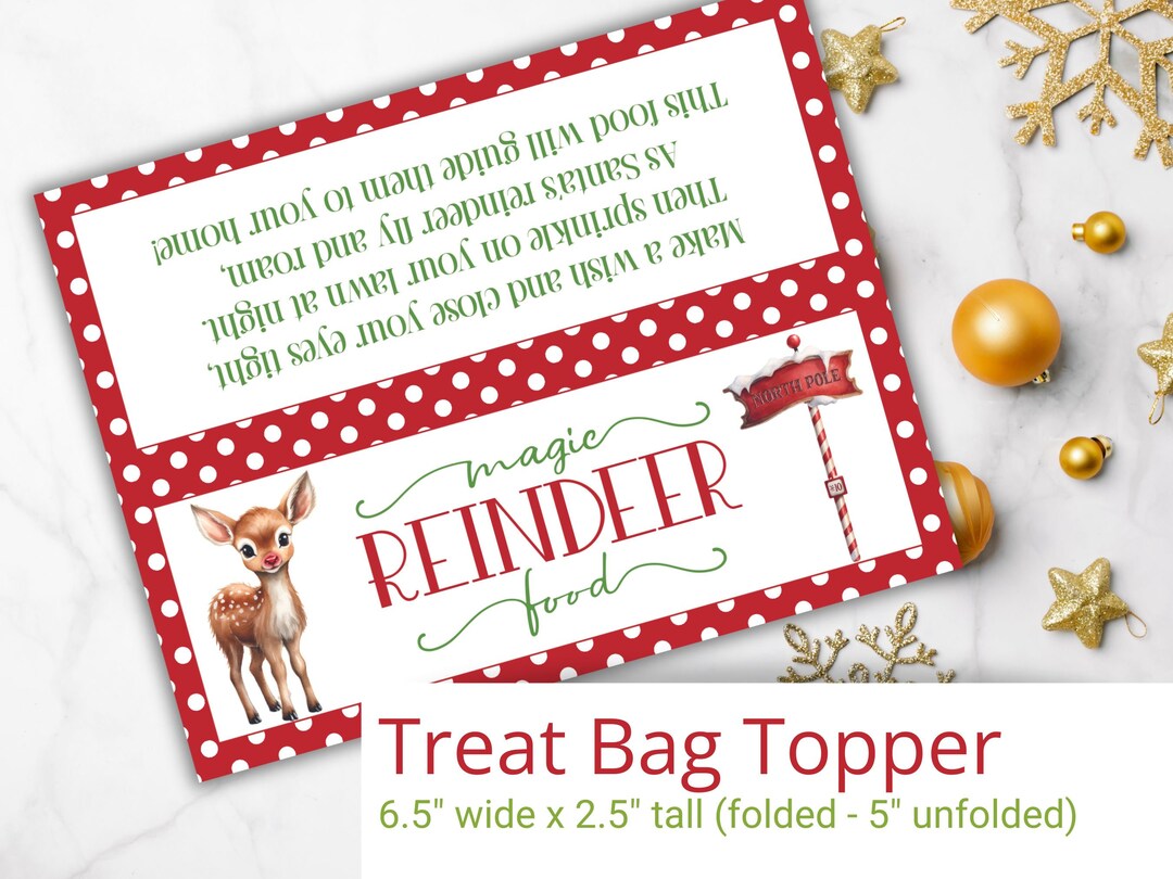 PRINTABLE Magic Reindeer Food Treat Bag Christmas Toppers - Etsy