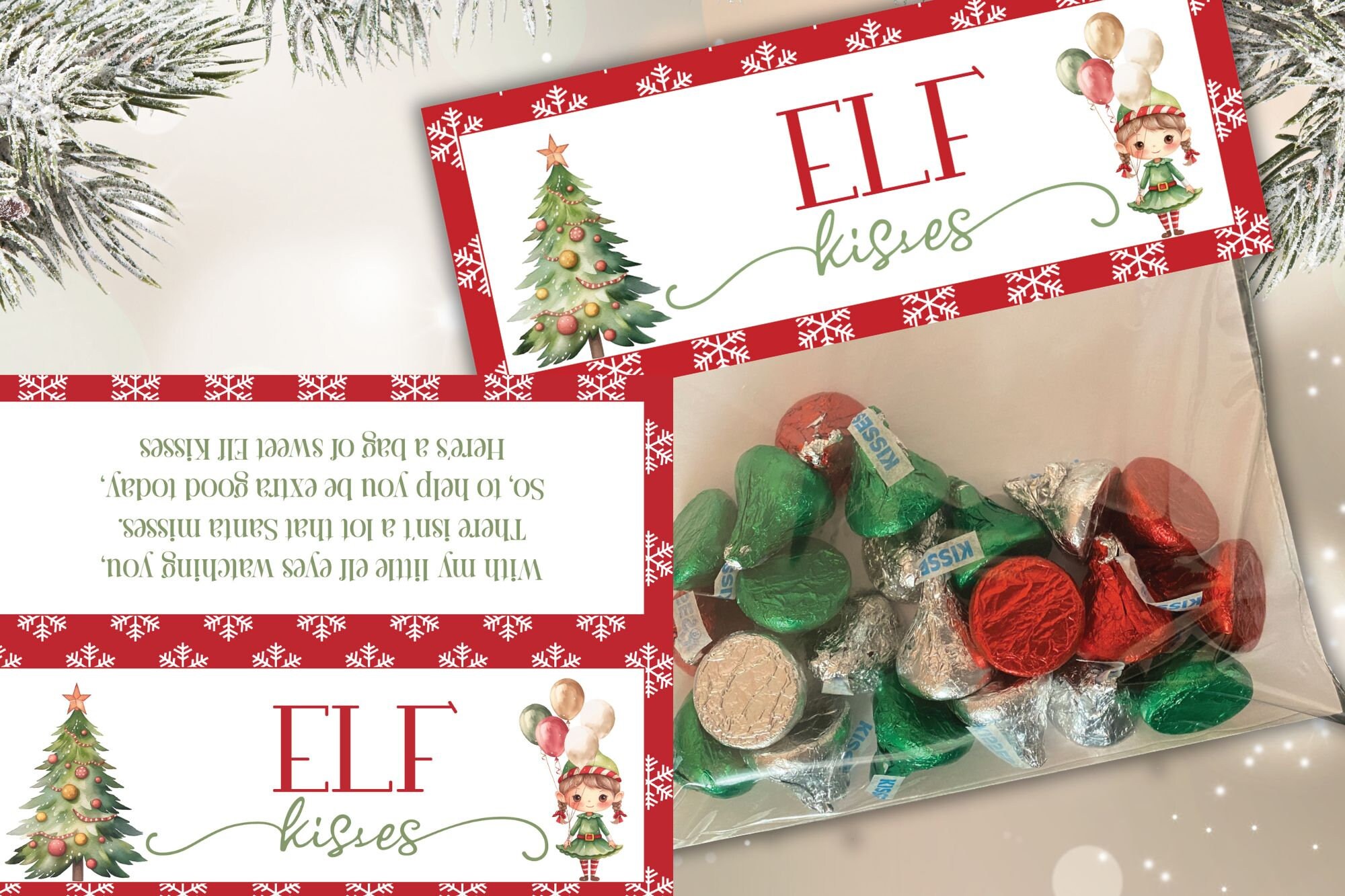 PRINTABLE Elf Kisses Treat Bag Christmas Toppers Girl Elf Christmas ...