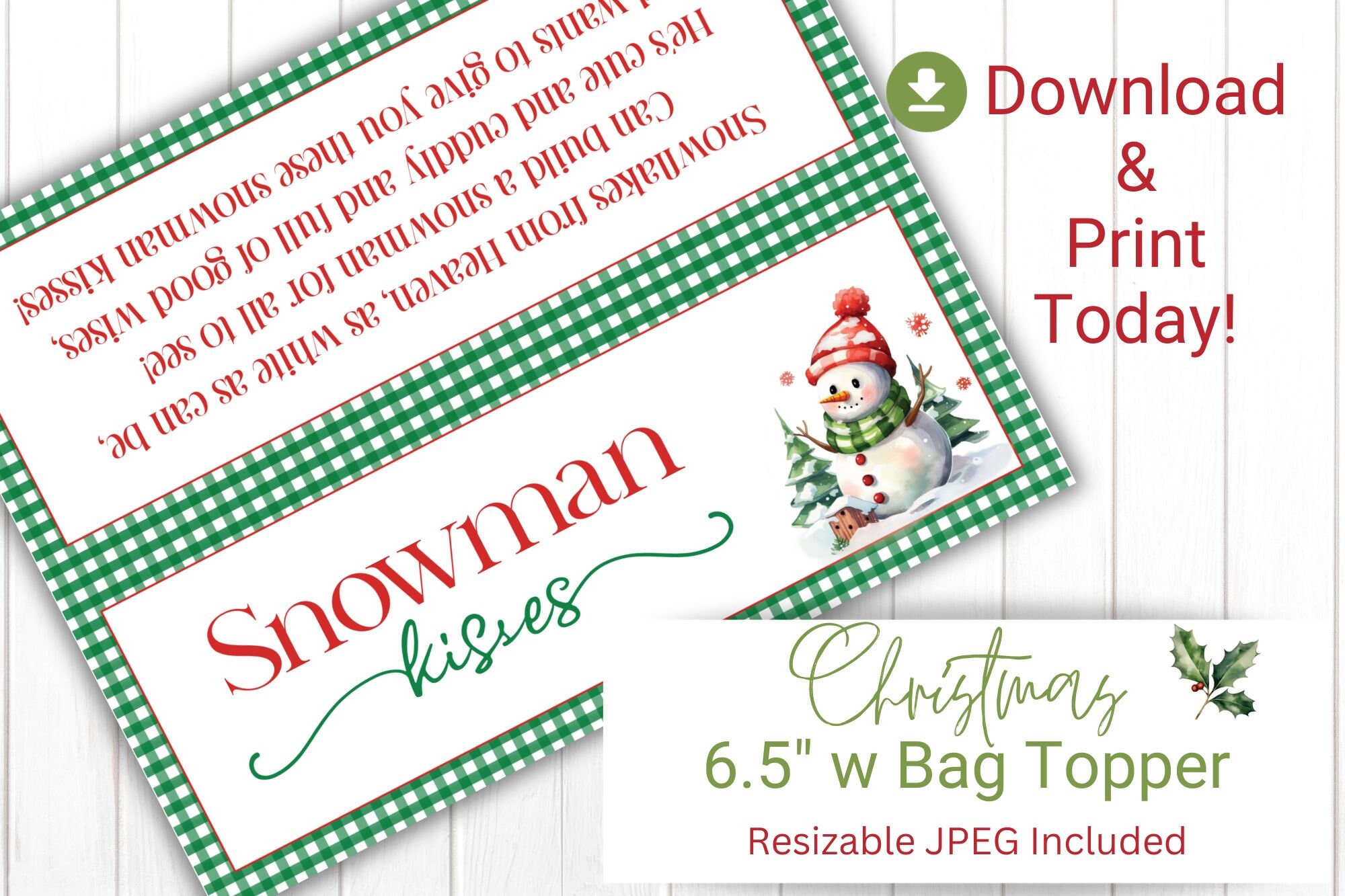 PRINTABLE Snowman Kisses Treat Bag Christmas Toppers Snowman Christmas ...