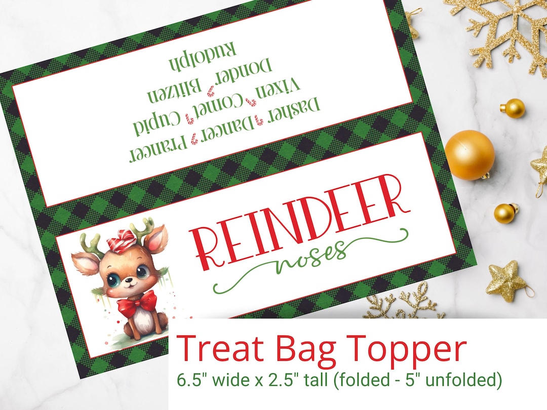 PRINTABLE Reindeer Noses Treat Bag Christmas Toppers Reindeer Christmas ...