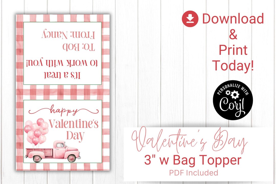 EDITABLE Valentine's Day Treat Bag Topper Valentine - Etsy