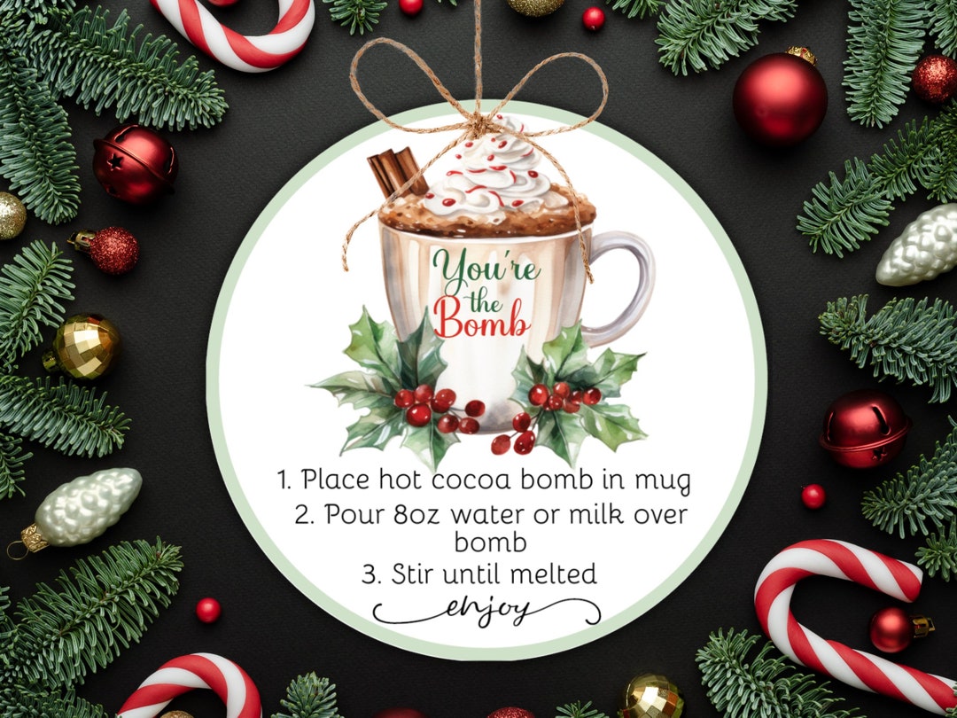 EDITABLE Hot Cocoa Bomb Tag Printable Christmas Gift Tag Winter Hot ...