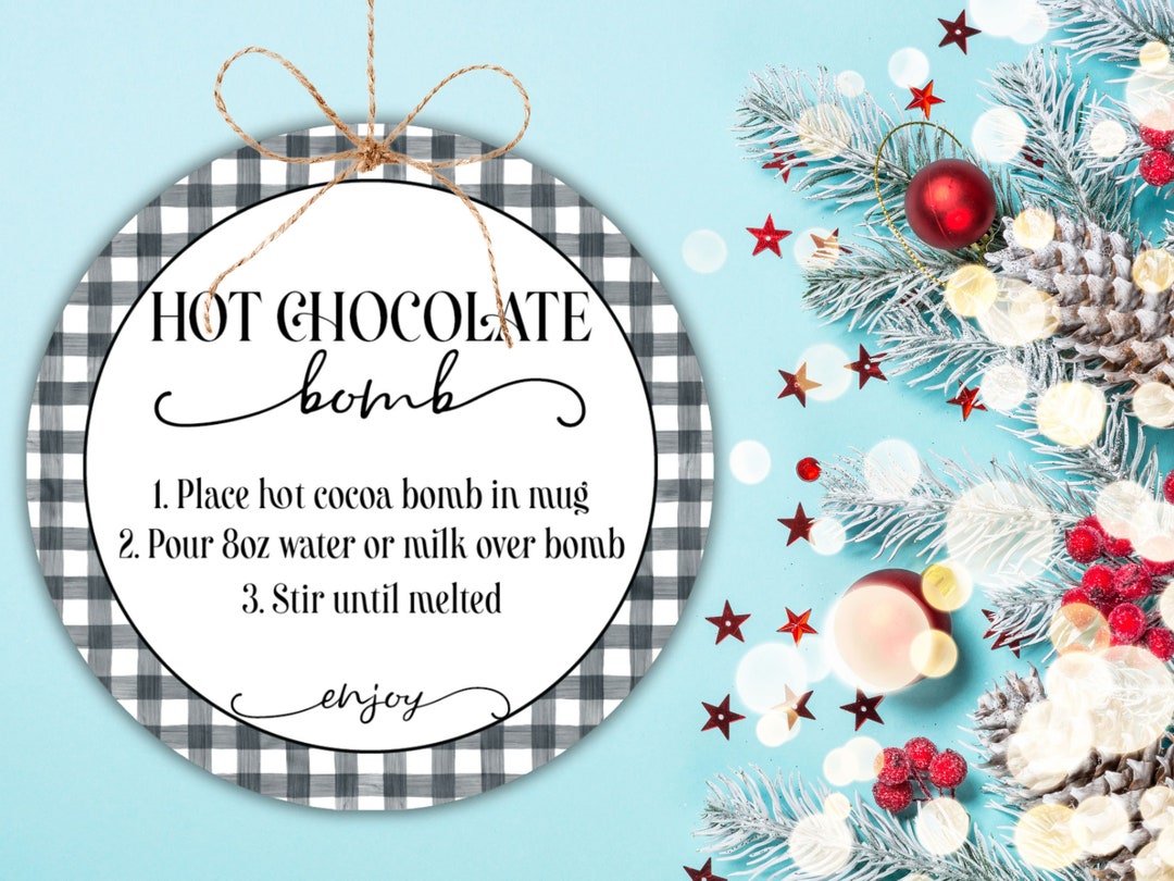 EDITABLE Hot Cocoa Bomb Tag Printable Christmas Gift Tag Winter Hot ...