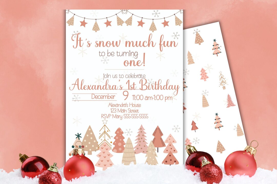 EDITABLE It's Snow Much Fun Turning One First Birthday Invitation ...