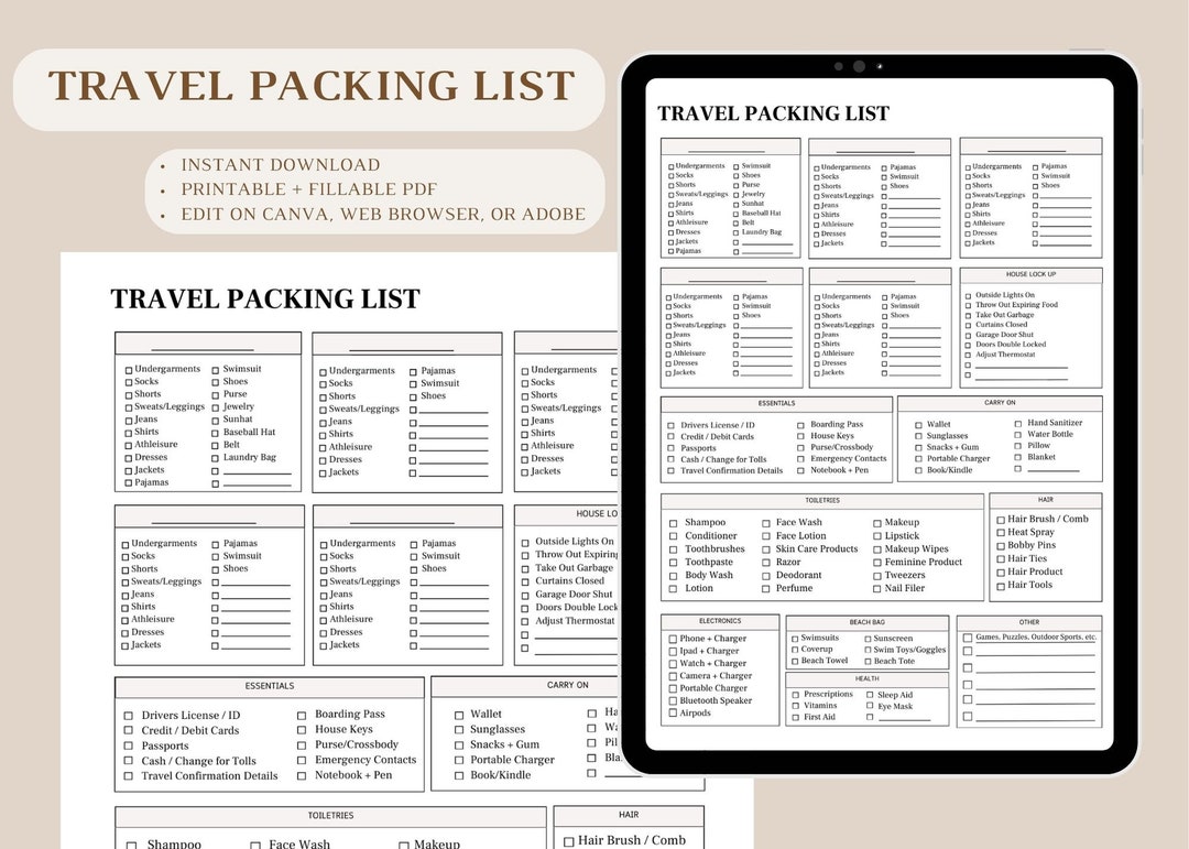 Editable Family Packing List Template for Download, Print, Sharing via ...