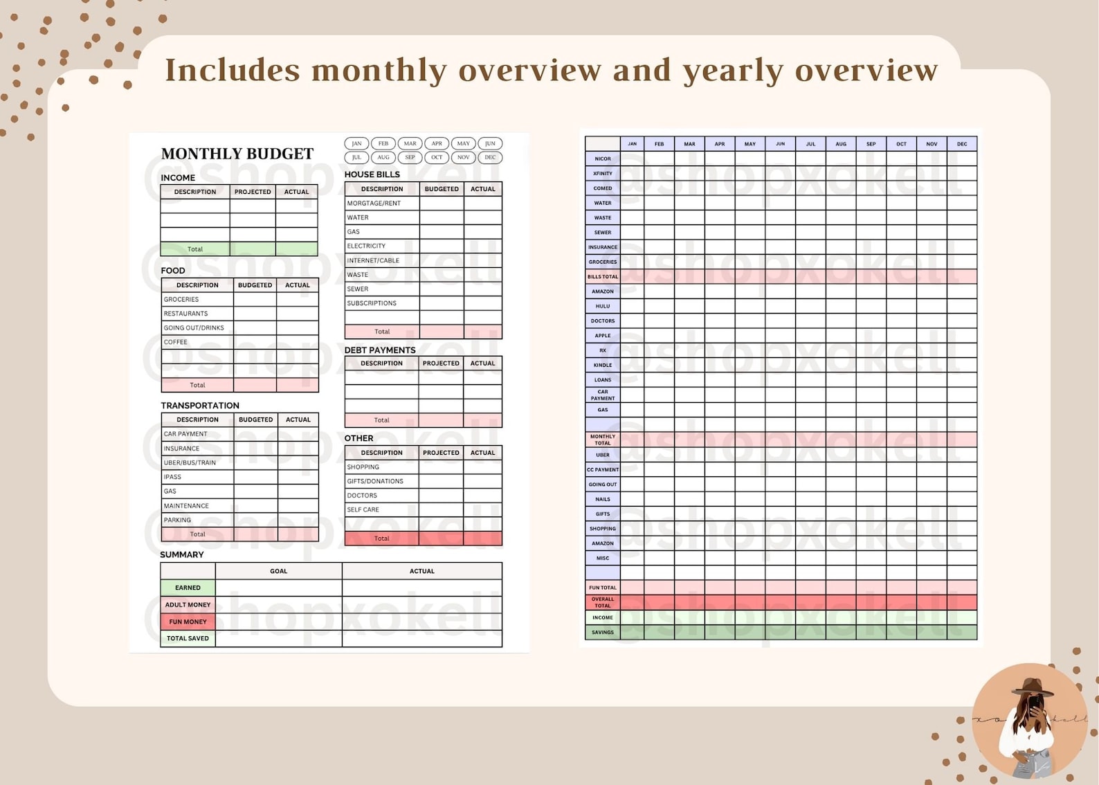 Finance Tracker Editable Template for Download, Print, Sharing via ...