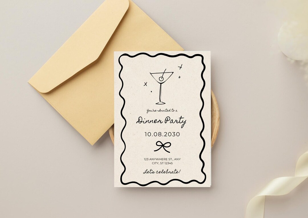 Editable Dinner Party Invitation Template | Digital Download | Elegant ...