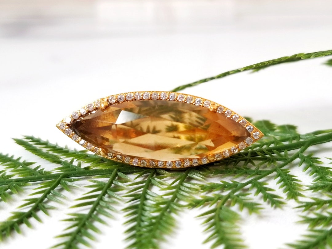 Cognac Quartz Whisky Natural Gemstone Large Faceted Statement Ring Sz 8 ...