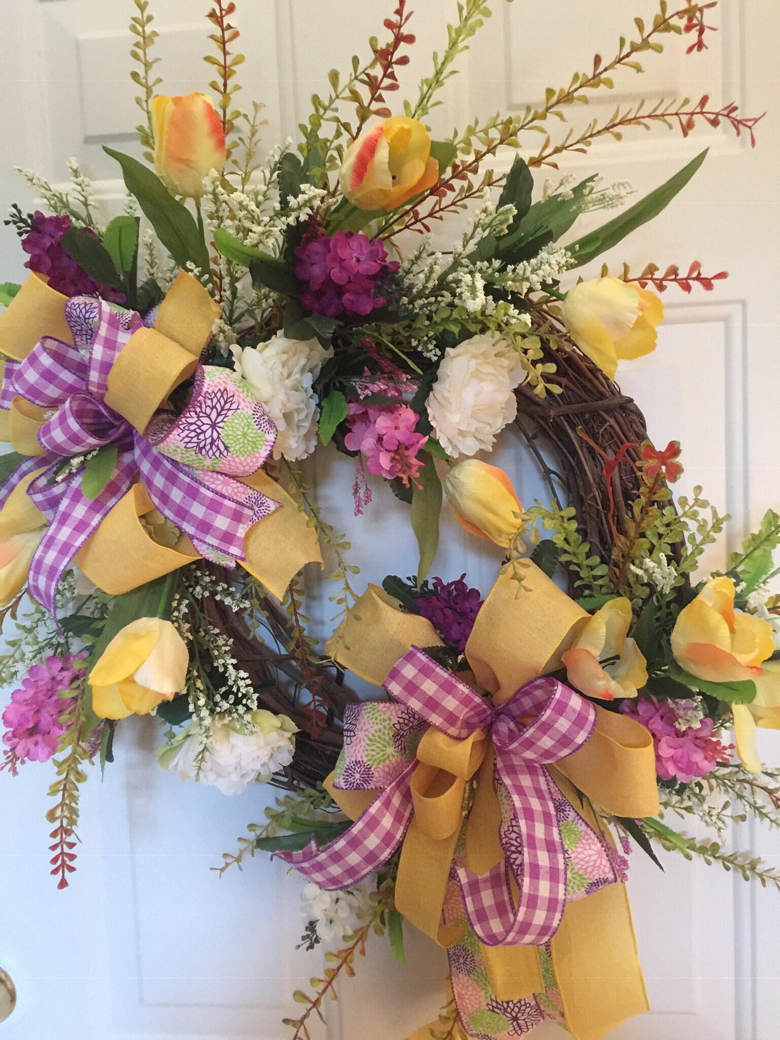 Spring Grapevine Wreath, Front Door Wreath, Tulip Wreath, Housewarming ...