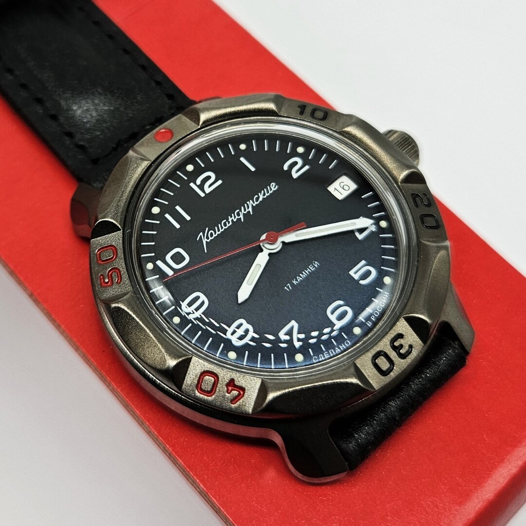 Vostok Komandirskie 2414 Anti-glare Black 81687B Brand New Titanium ...