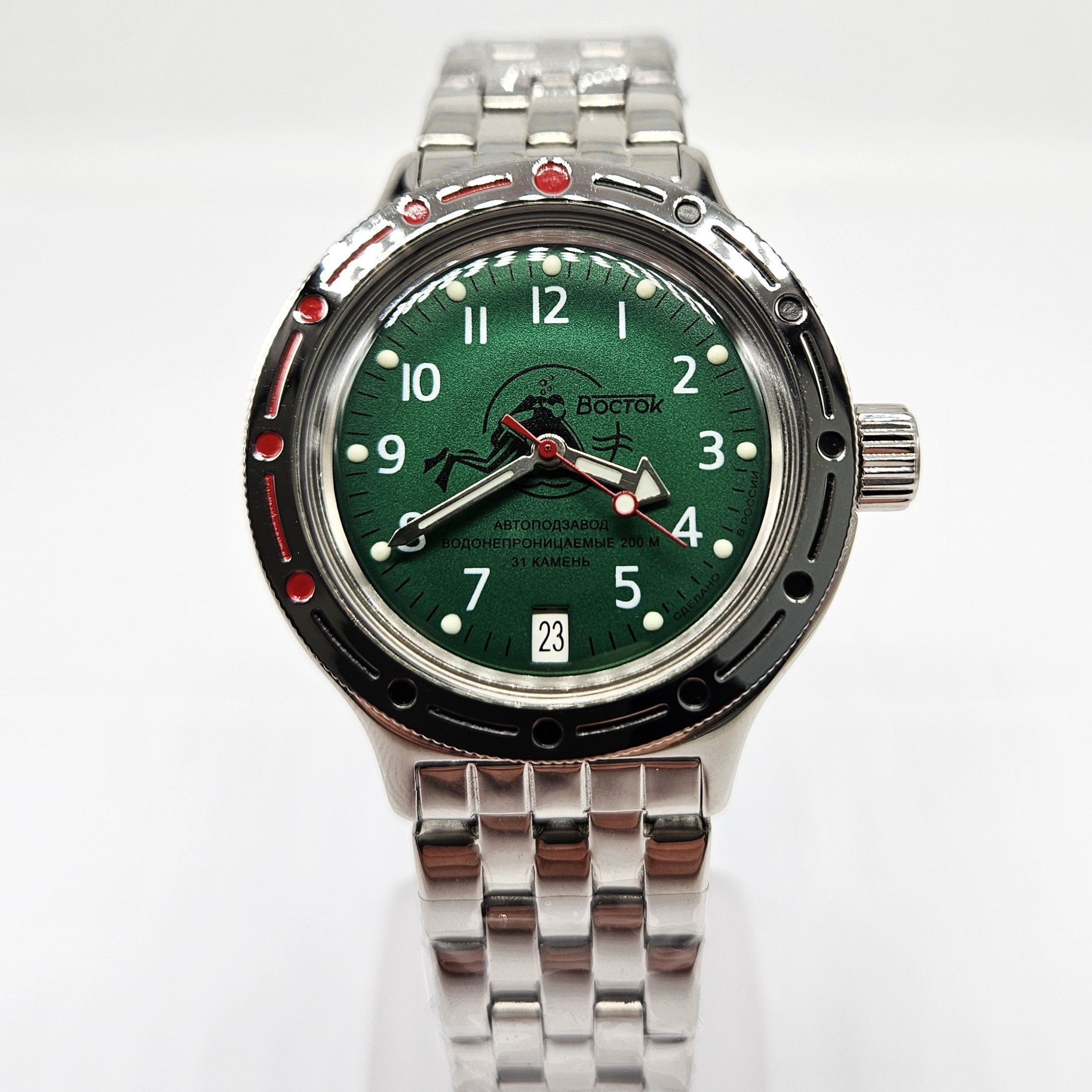 Vostok Amphibia 2416 Scuba Dude Green Diver 420386 Brand New Men's ...
