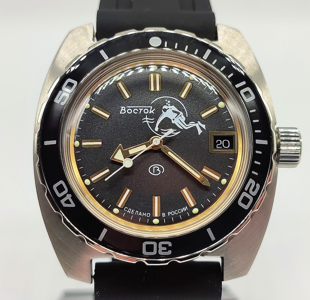 Vostok Amphibia 2416 Ministry Scuba Dude Gold & Black Diver 200M 170805 ...