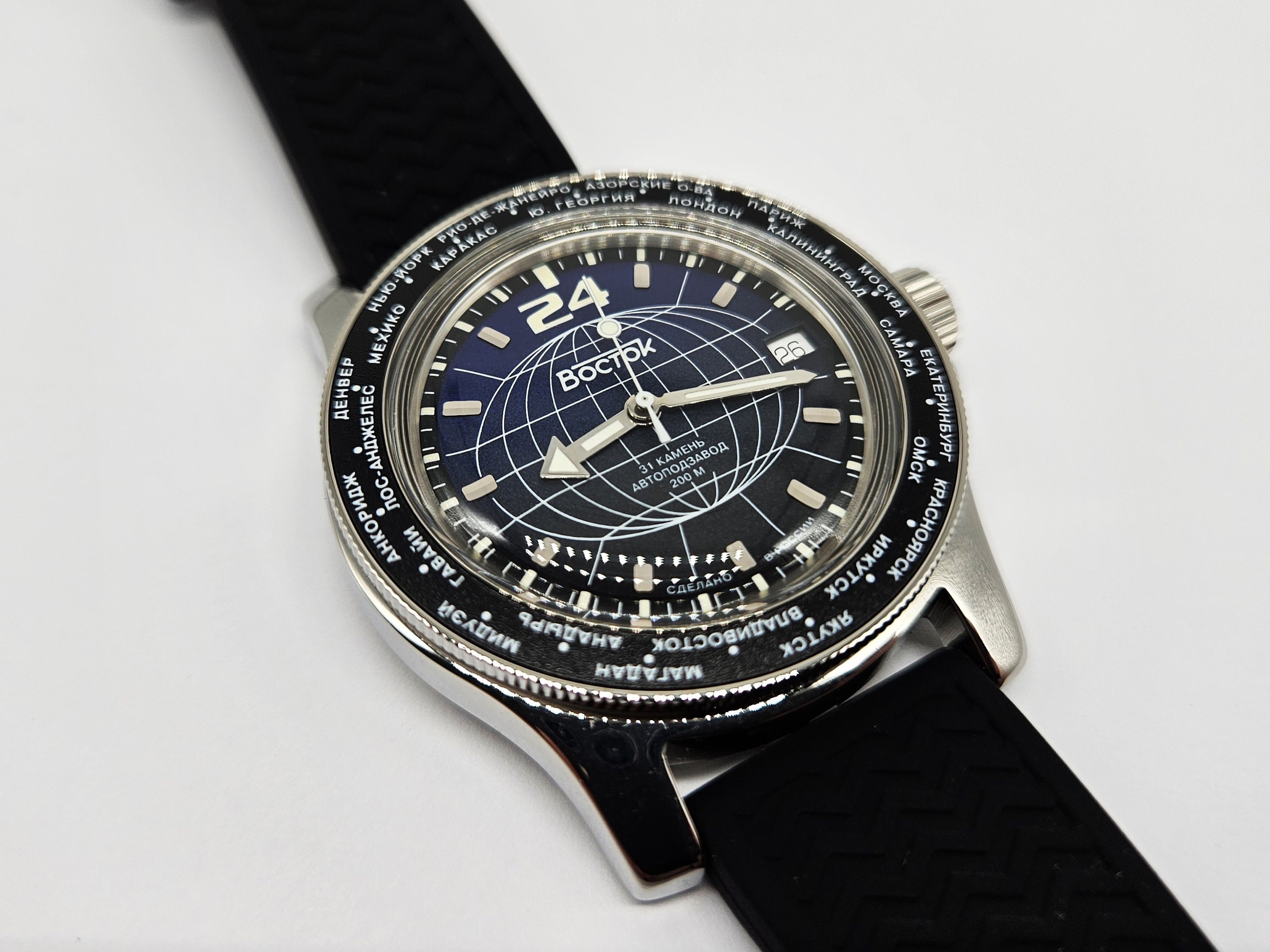 Vostok Amphibia World Time Cosmopolite 24 Hour GMT Time Zones 13027A ...