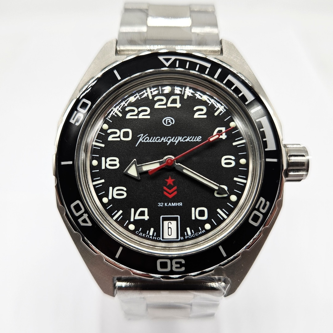 Vostok Komandirskie 2431 24h 24 Hour Scale Dial Polar Black 650541 ...