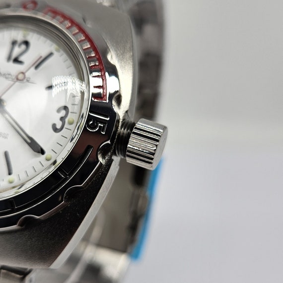 Vostok Amphibia 2415 Barrel White Dial 090486 200M Br… - Gem