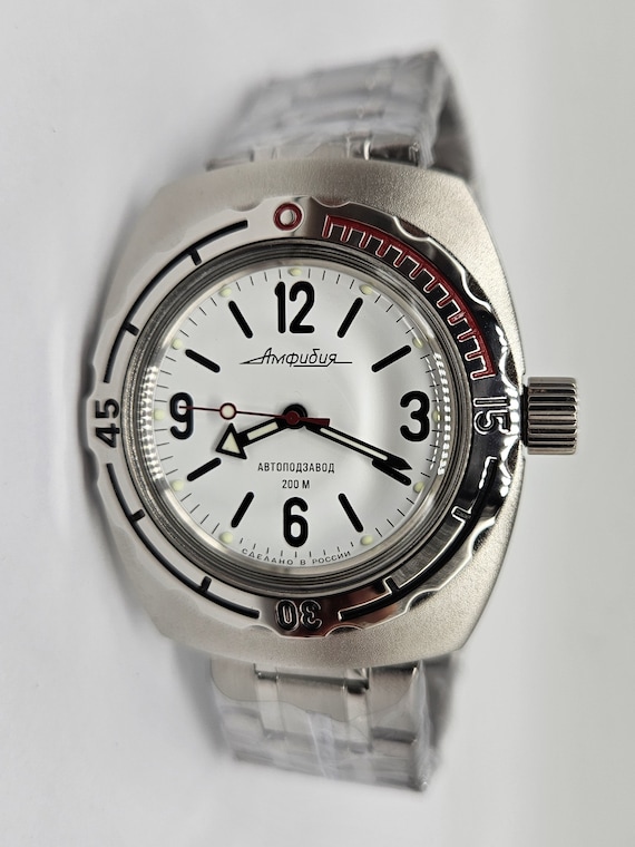 Vostok Amphibia 2415 Barrel White Dial 090486 200M Br… - Gem