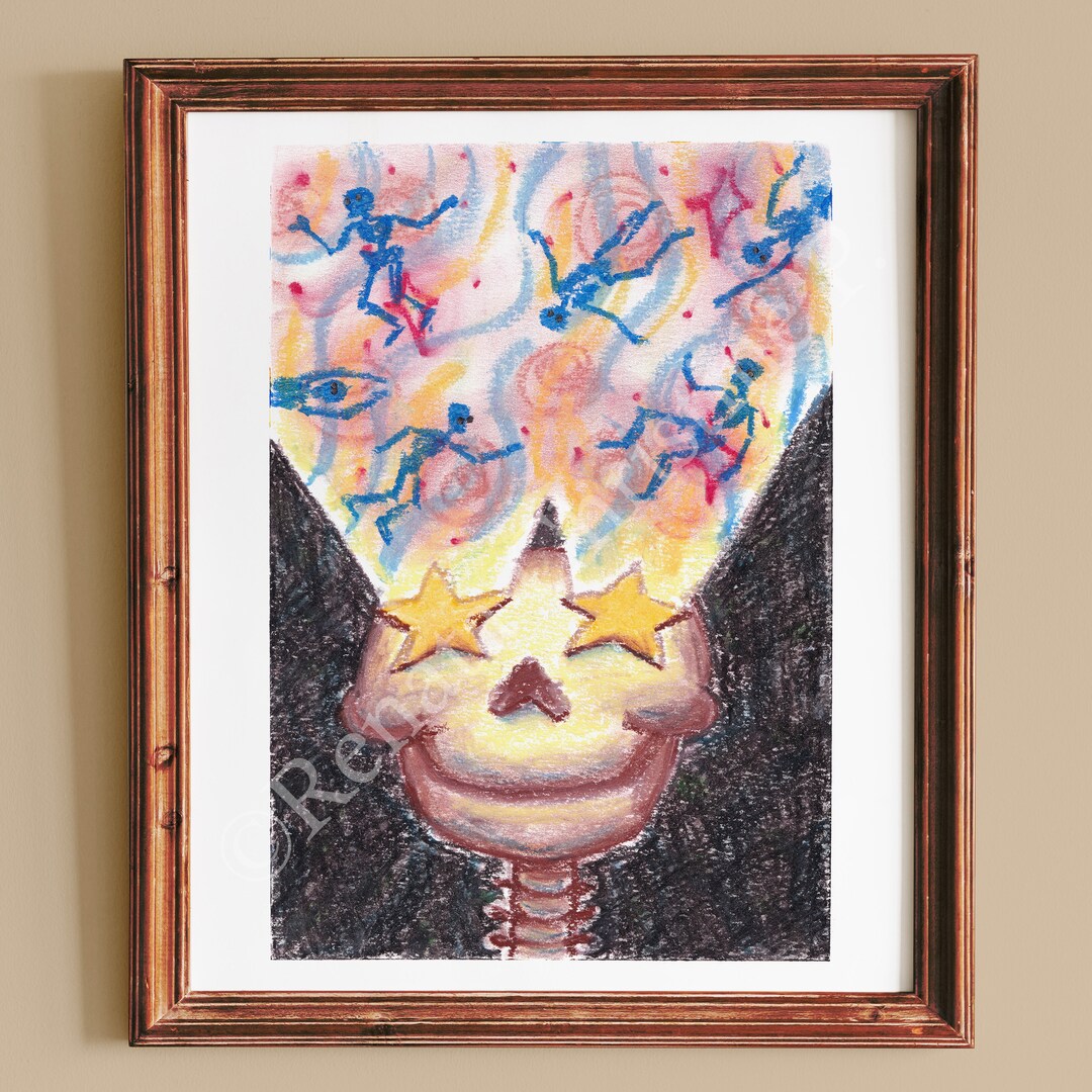 Trippy Skeleton Oil Pastel Print | Size A4 | Skeleton, Melancholy ...