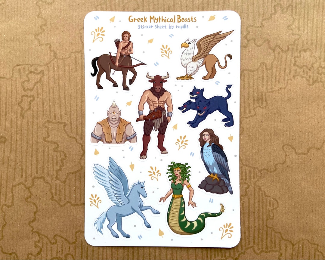 Greek Mythical Beasts Sticker Sheet/matte & Waterproof/ Mythology ...