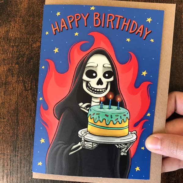 Grim Reaper Birthday Card - Etsy