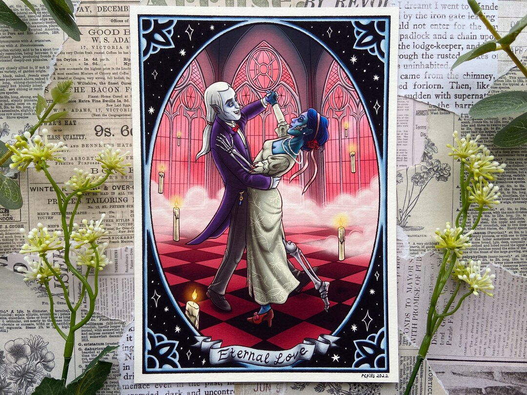 Vampire and Zombie Bride Art Print / Halloween, Spooky, Witchy ...