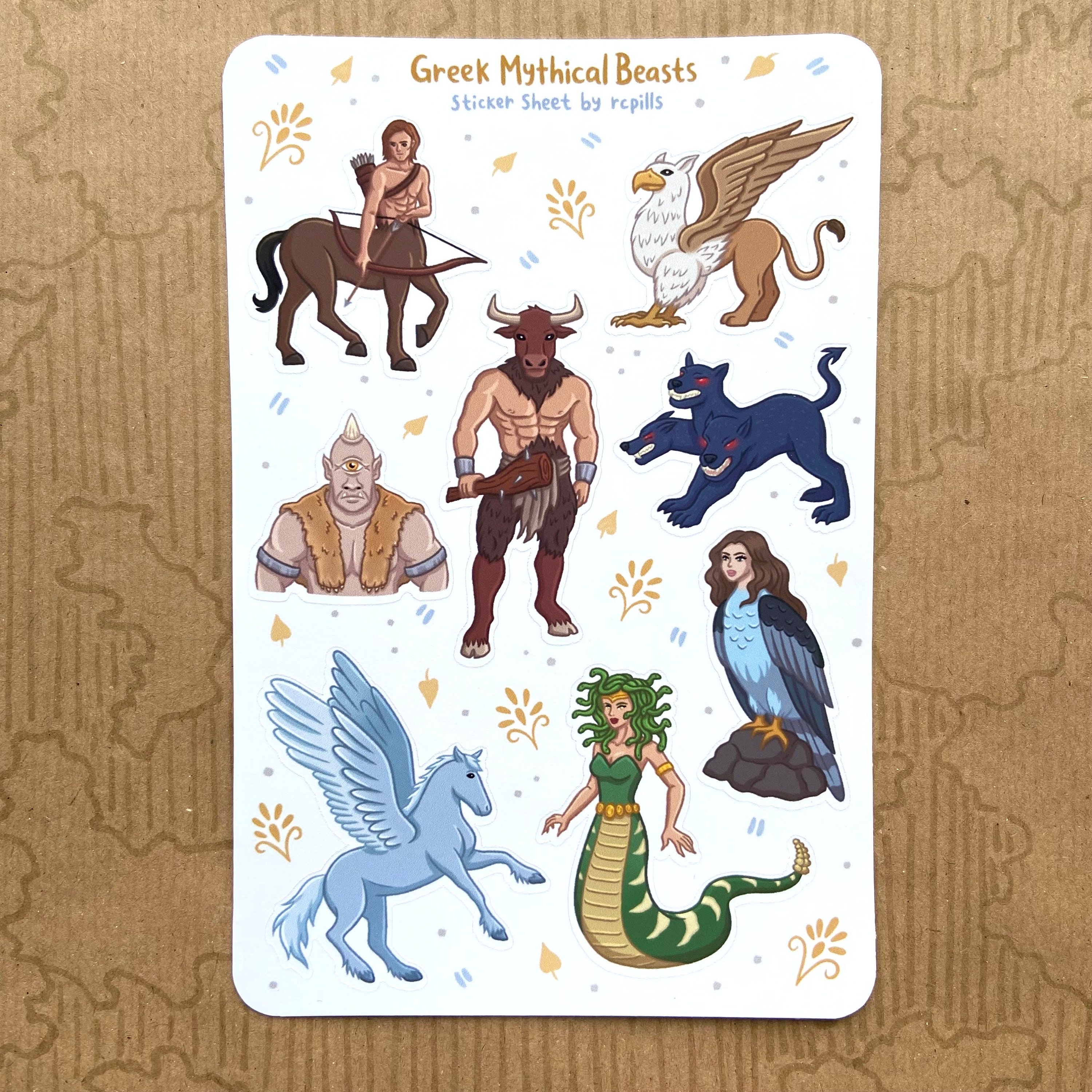 Greek Mythical Beasts Sticker Sheet/matte & Waterproof/ Mythology ...