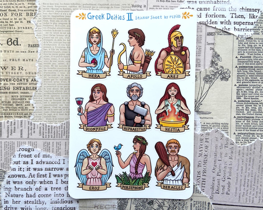 Greek Deities 2 Sticker Sheet/matte&waterproof/ Mythology,gods Goddess ...