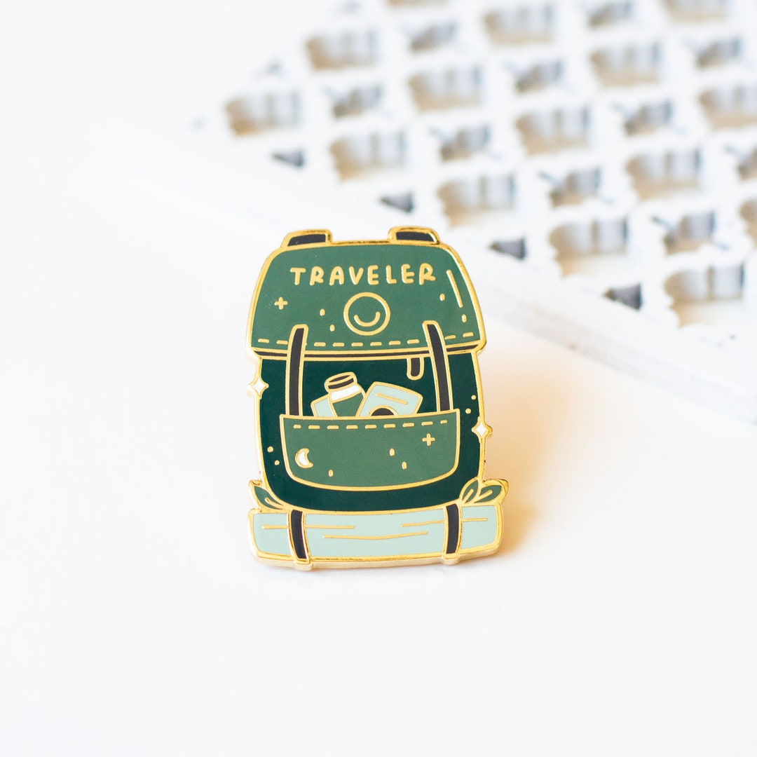 Traveler's Backpack Enamel Pin: Gold-plated Camping Flair - Etsy