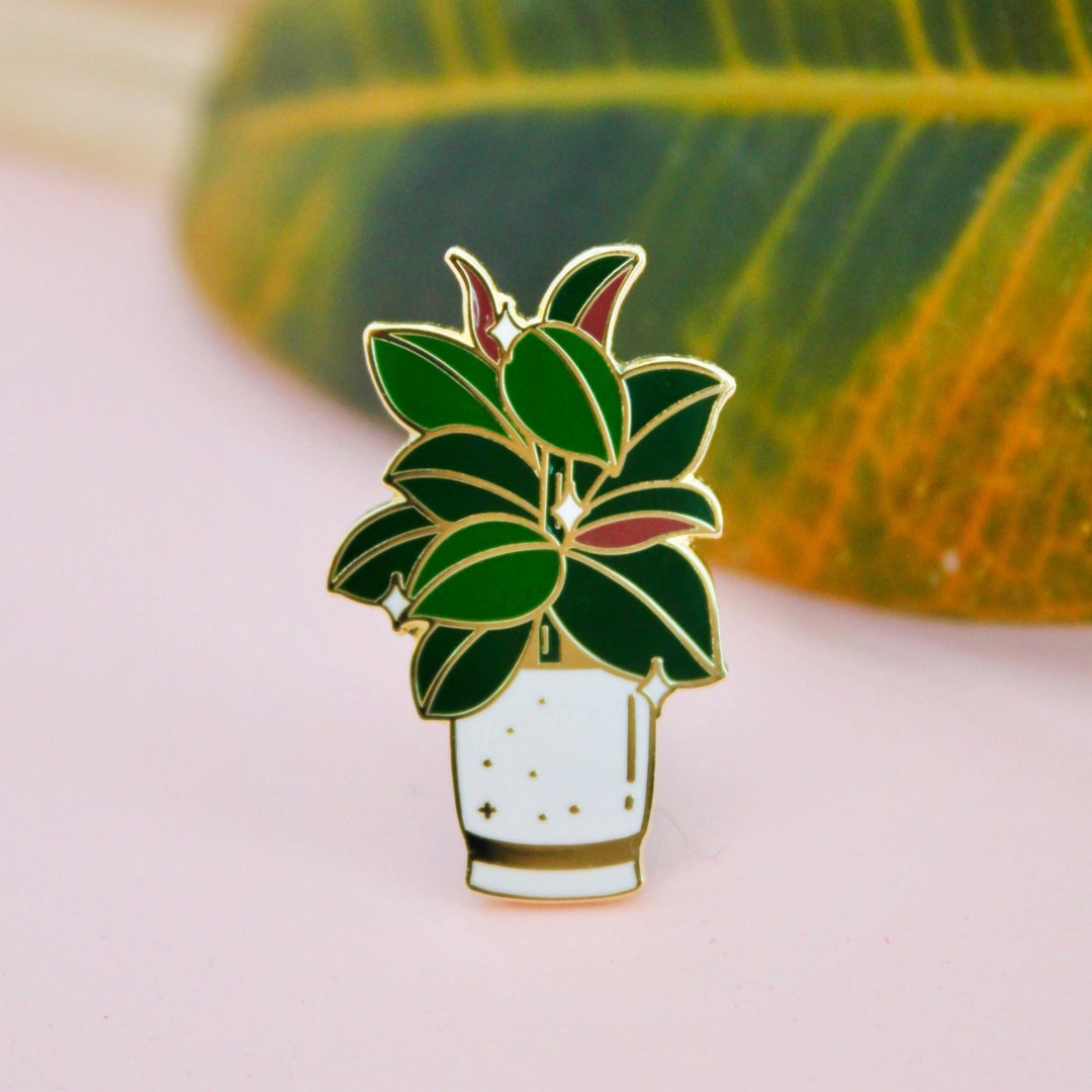 Rubber Plant Enamel Pin | Houseplant Enamel Pin - Etsy